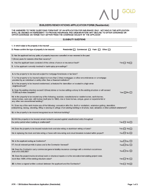 Fillable Online BUILDERS RENOVATIONS APPLICATION FORM (Residential) Fax ...