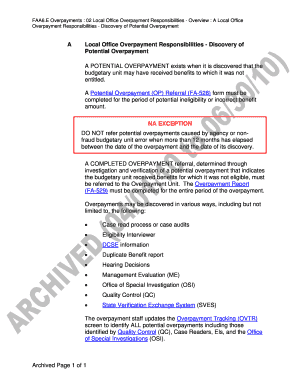 Fillable Online E Overpayments 02 Local Office Overpayment ...