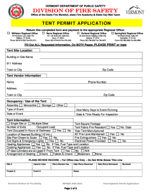 Fillable Online firesafety vermont Tent Application.doc Fax Email Print ...