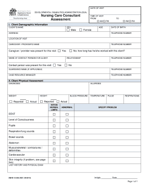 Fillable Online dshs wa Nursing Care Consultant Assessment - dshs wa ...