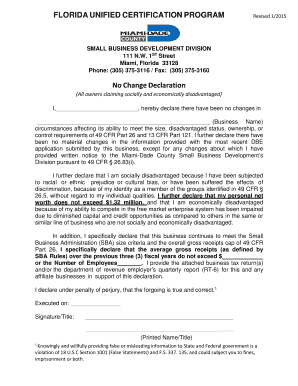 Fillable Online miamidade FLORIDA UNIFIED CERTIFICATION PROGRAM No ...