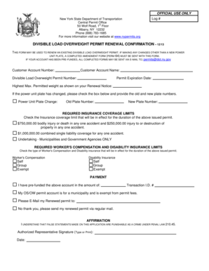 Fillable Online dot ny Divisible Load Overweight Permit Renewal ...