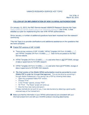 Fillable Online Follow-Up on Implementation of New VA HIPAA ...