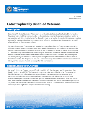 Fillable Online va IB 10-435 Catastrophically Disabled Veterans Fact Sheet - va Fax Email Print ...