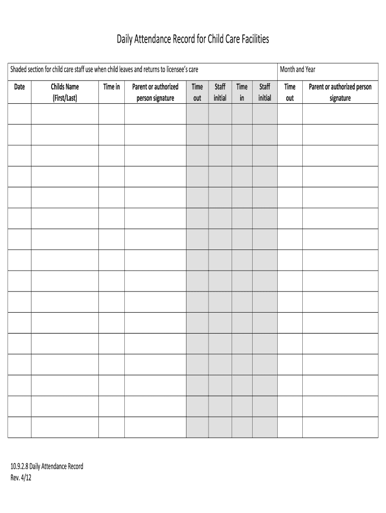 Daily Attendance Fill Online Printable Fillable Blank PdfFiller