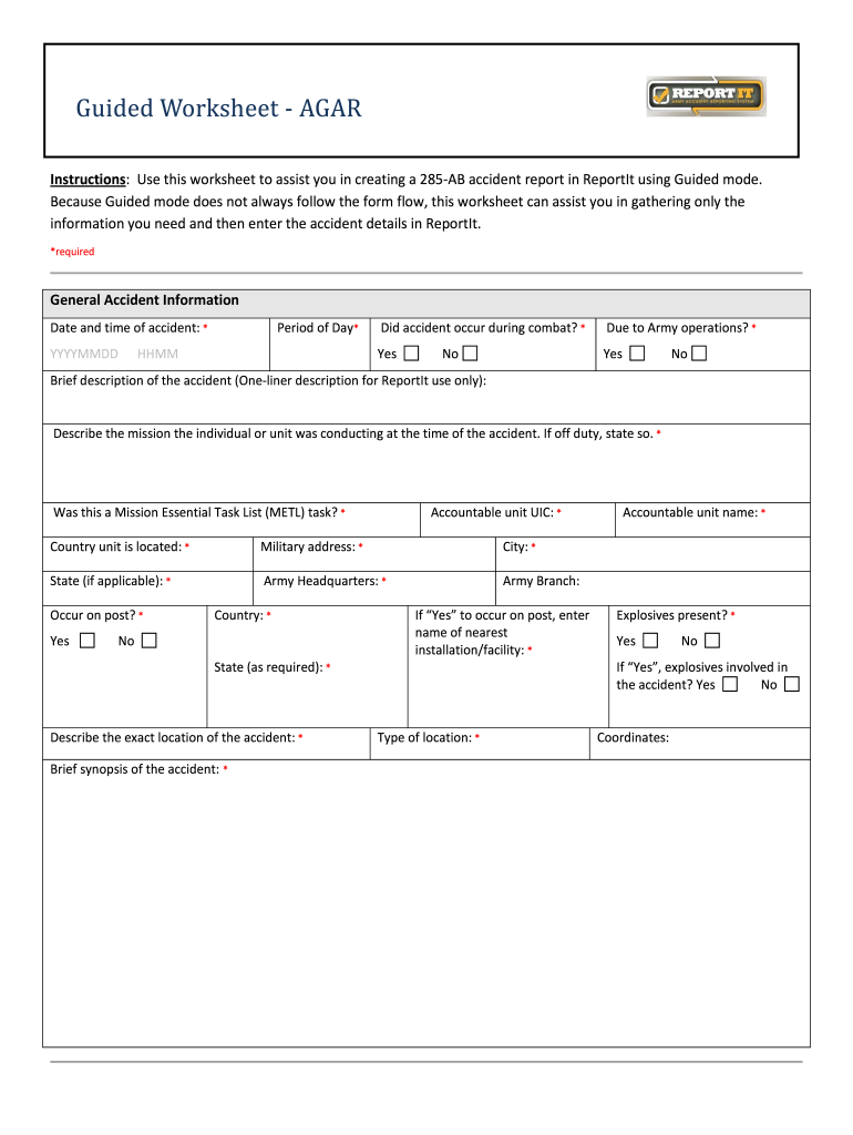 AGAR Guided Worksheet Form - Fill Online, Printable, Fillable, Blank ...