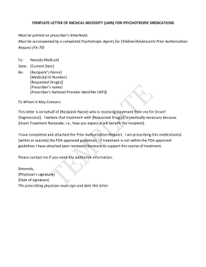 Fillable Online medicaid nv TEMPLATE LETTER OF MEDICAL NECESSITY (LMN ...