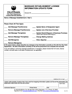 Fillable Online phoenix Massage establishment license information ...