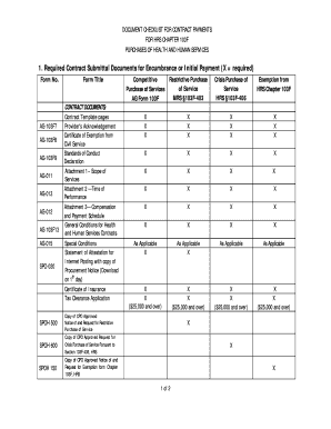 Fillable Online Document Checklist for Contract Payments - State ...