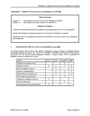Fillable Online whitehouse APPENDIX FFORMAT OF SF 132 AND SF 133 ...