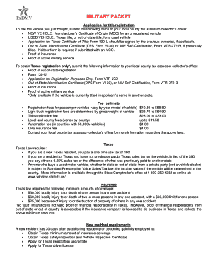 Fillable Online ftp txdot MILITARY PACKET Fax Email Print - pdfFiller