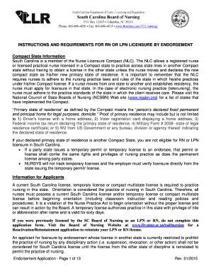 Fillable Online llr sc Instructions and requirements for - LLR - SC.gov ...