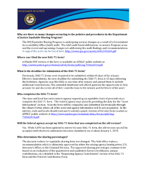 Fillable Online justice FAQs Related to the New DAG-71 Form - US ...