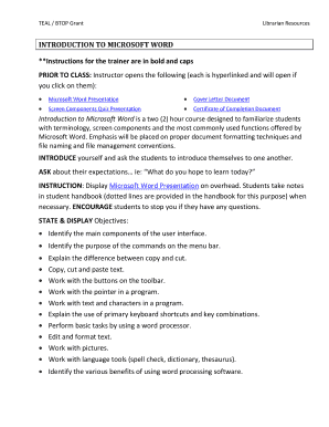 Fillable Online Introduction to MS Word Fax Email Print - pdfFiller