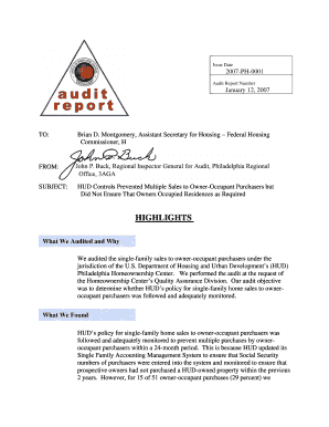 Fillable Online archives hud Audit Report No.: 2007-PH-0001 - HUD ...