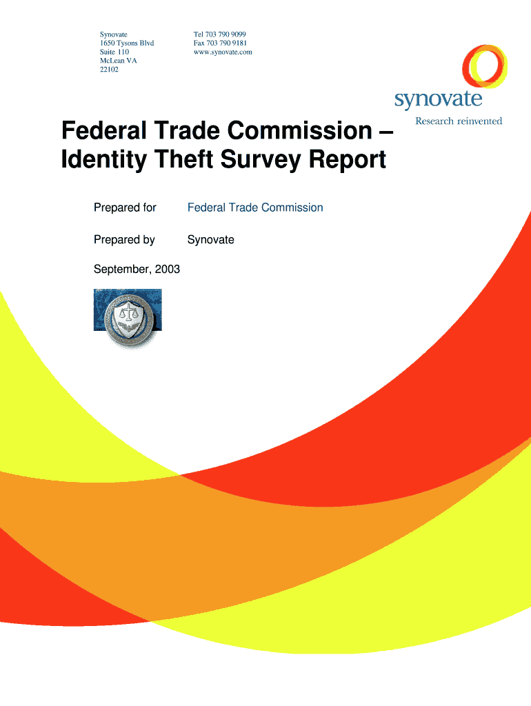 Fillable Online ftc Federal Trade Commission Identity Theft Survey ...