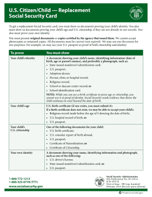 Fillable Online ssa U.S. Citizen/Child Replacement Social Security Card ...