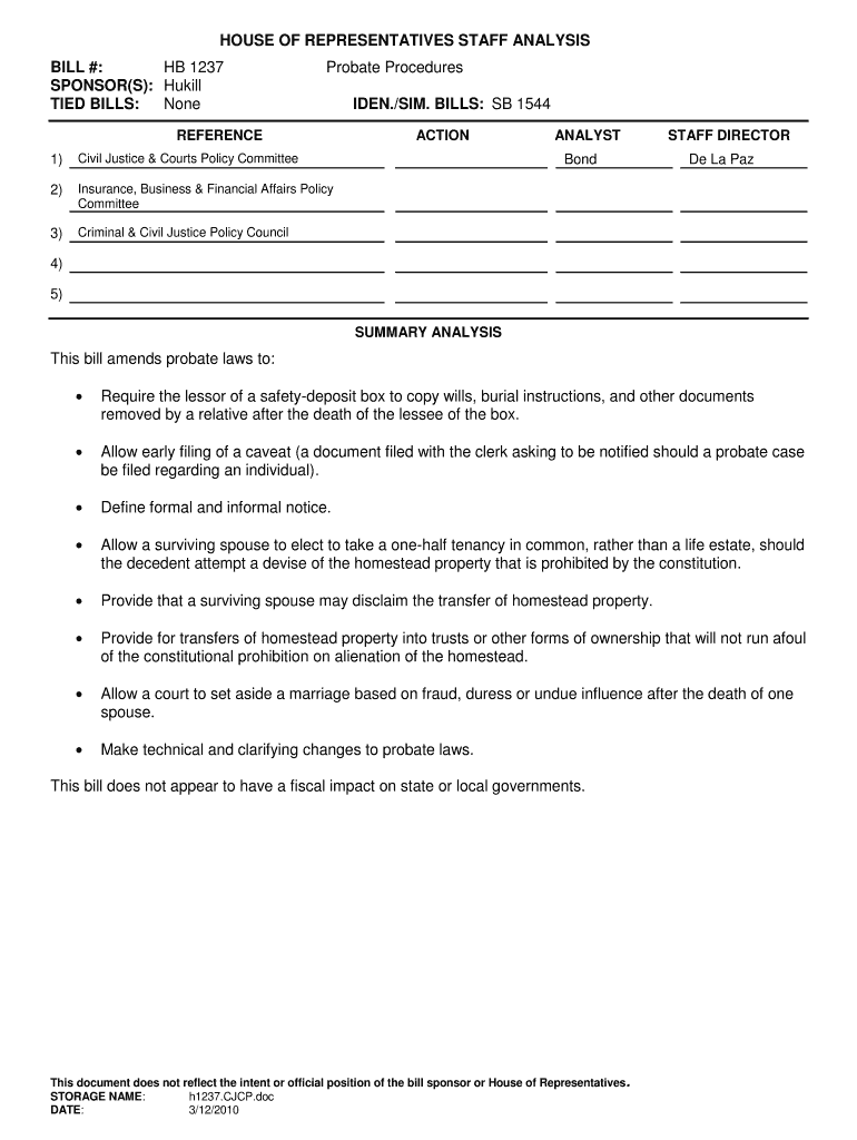 Fillable Online archive flsenate HB 1237 Fax Email Print - pdfFiller