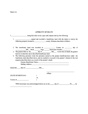 Fillable Online dphhs mt Affidavit of Death Fax Email Print - pdfFiller