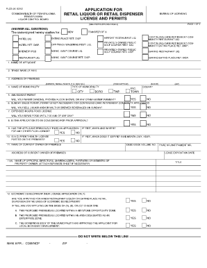 Fillable Online Application for retail liquor or retail dispenser ...