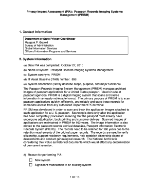 Fillable Online state Privacy Impact Assessment (PIA) Passport Records ...
