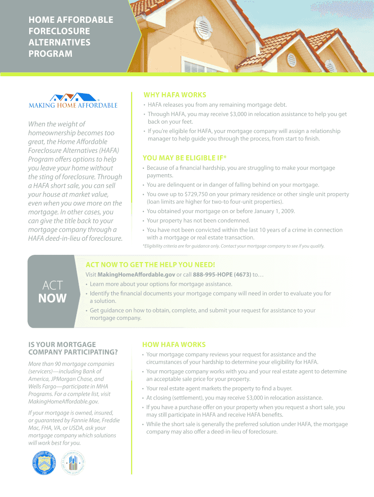 Fillable Online makinghomeaffordable ACT NOW - Making Home Affordable ...