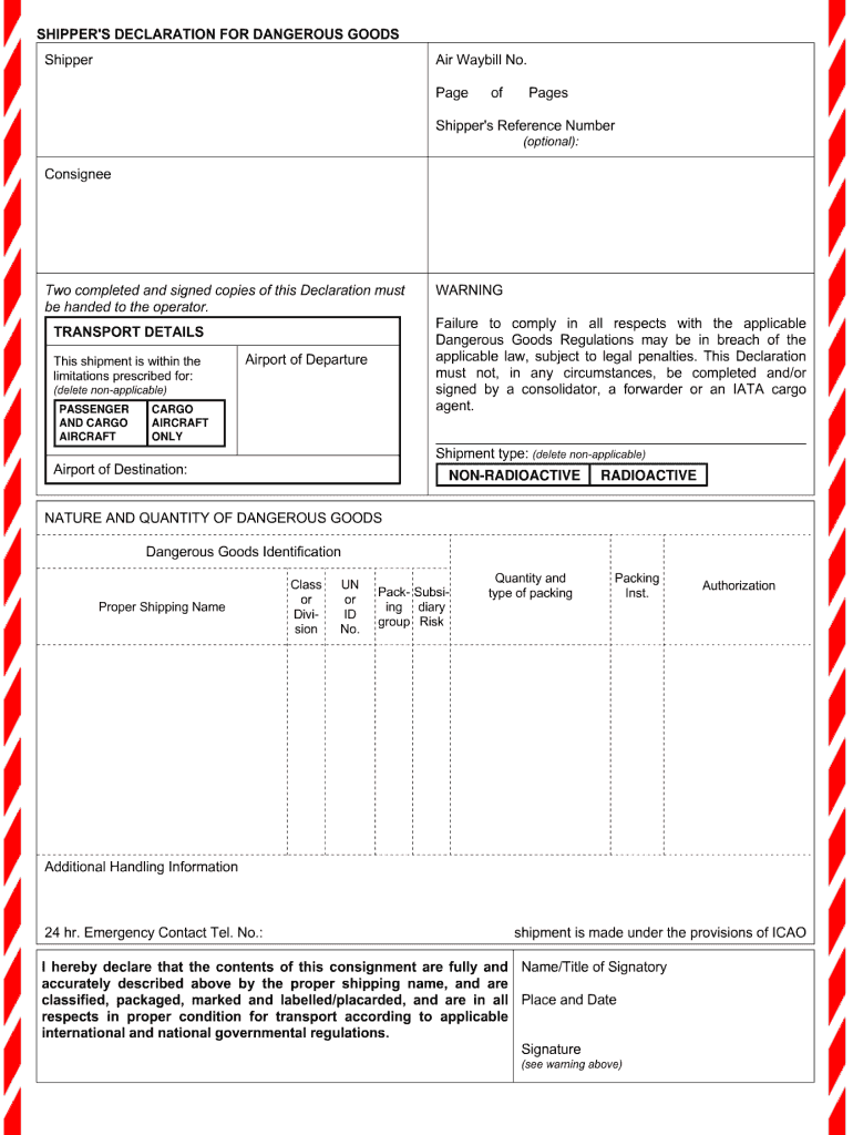 Certificate Of Non Dangerous Goods