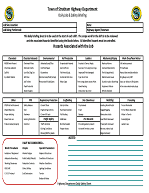 Fillable Online strathamnh Daily Job & Safety Sheet - strathamnh Fax ...