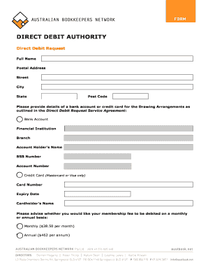 Fillable Online Direct Debit Authority 0313 Fax Email Print - pdfFiller