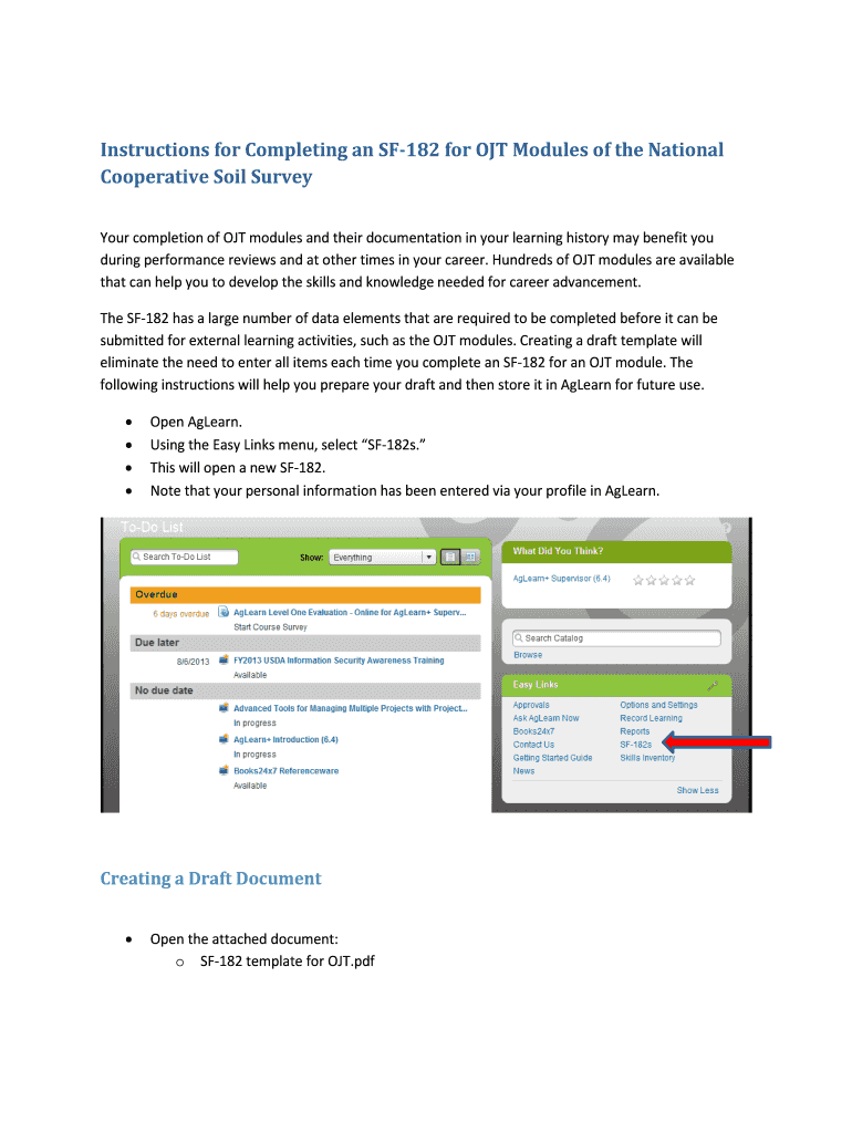 Fillable Online nrcs usda Instructions for Completing an SF-182 for OJT ...