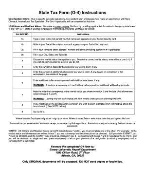 Fillable Online finance emory State Tax Form (G-4) Instructions Fax ...