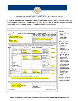 Fillable Online sandiego Filming Sample Insurance Certificate and ...