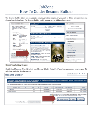 Fillable Online labor ny JobZone How To Guide: Resume Builder Fax Email ...