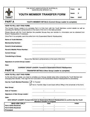 Fillable Online A8 - Youth Member Transfer Form.doc Fax Email Print ...