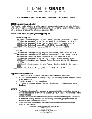Fillable Online Scholarship - Elizabeth Grady School of Esthetics and ...