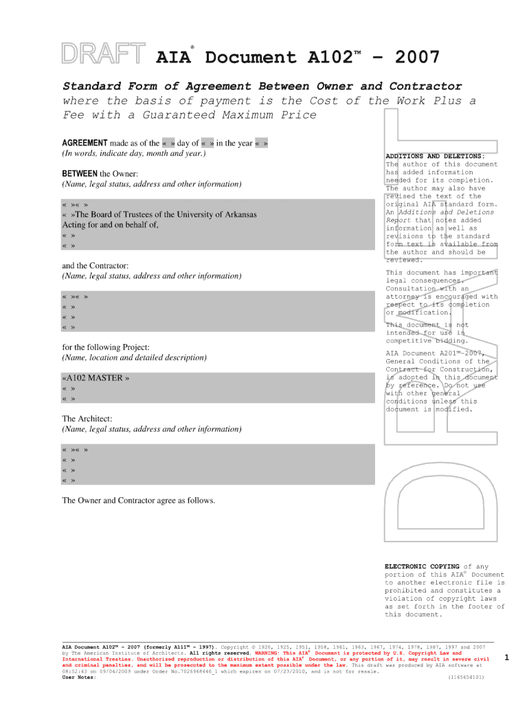 Aia A102 - Fill Online, Printable, Fillable, Blank | PDFfiller