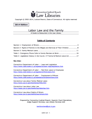 Fillable Online jud ct Labor Law and the Family. Employment of Minors ...