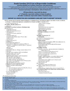 Fillable Online scdhec South Carolina 2015 List of Reportable ...