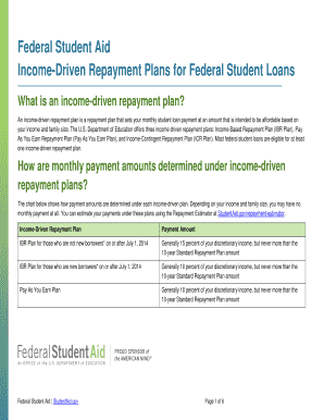 Fillable Online studentaid ed Income-driven Repayment Plans for Federal ...