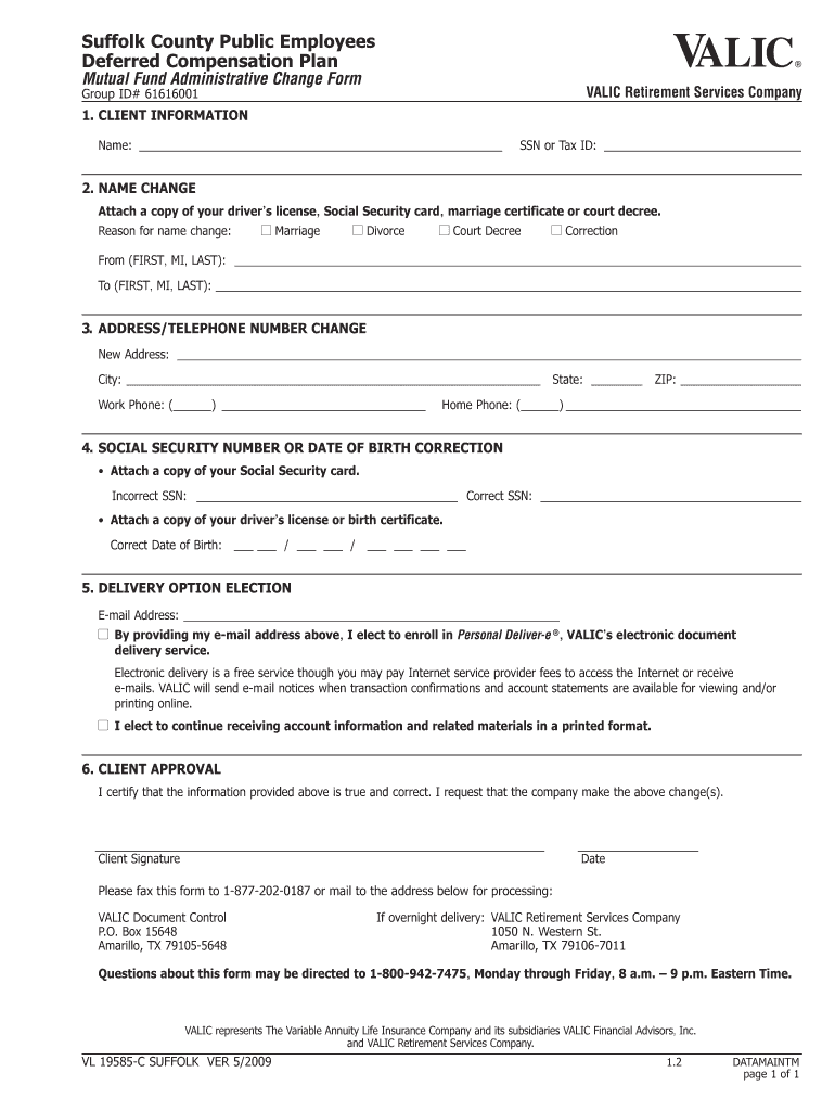Fillable Online suffolkcountyny VALIC Retirement Services Company Fax ...