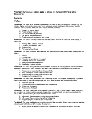Fillable Online American Nurses Association code of Ethics for Nurses ...