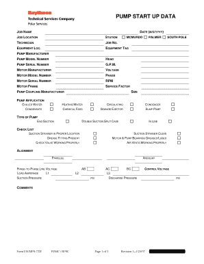 Fillable Online nsf PUMP START UP DATA Fax Email Print - pdfFiller