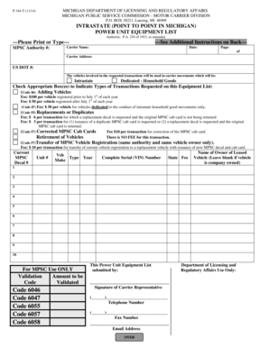 Fillable Online MICHIGAN PUBLIC SERVICE COMMISSION - MOTOR CARRIER ...