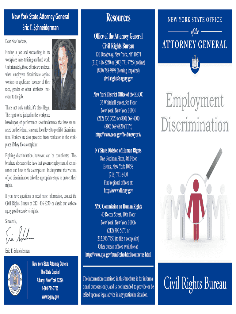 Fillable Online ag ny Employment Discrimination Employment ...
