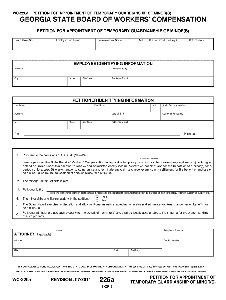 Fillable Online sbwc georgia WC-226a Fax Email Print - pdfFiller