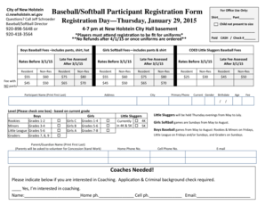 Fillable Online Baseball Softball Registration Form Fax Email Print ...