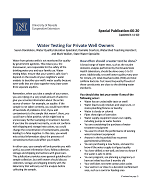 Fillable Online ndep nv Water Testing for Private Well Owners. Natural ...