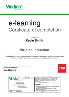 Fillable Online Viridian Induction Certificate Fax Email Print - pdfFiller
