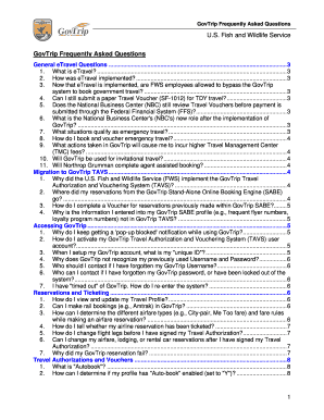 Fillable Online fws GovTrip Frequently Asked Questions - fws Fax Email Print - pdfFiller
