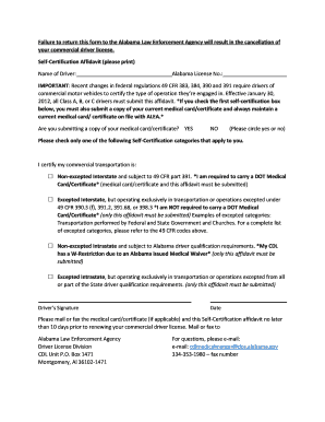 Fillable Online CDL Self Certification Affidavit Fax Email Print - pdfFiller